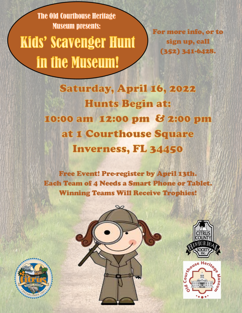 Kids' Scavenger Hunt in the Museum - Old Courthouse Heritage Museum